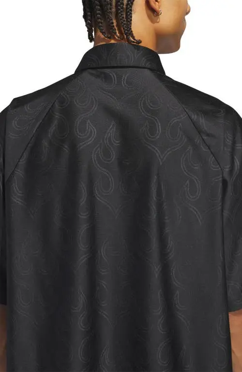 Adidas Basketball Flame Short Sleeve Snap-up Shirt