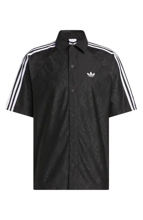 Adidas Basketball Flame Short Sleeve Snap-up Shirt