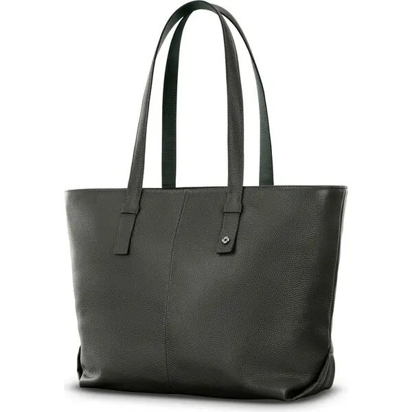 SAMSONITE Leather Tote With Laptop Sleeve - Olive