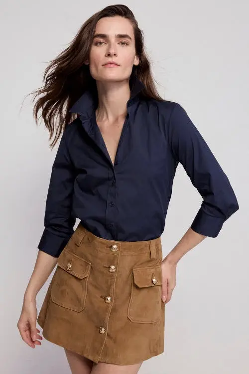 The Shirt By Rochelle Behrens The 3/4 Sleeve Icon Shirt - Dark Navy