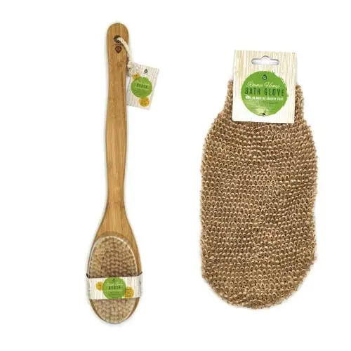 PURSONIC Eco-friendly Glow Set Bath Brush & Sisal Hemp Gloves - Beige