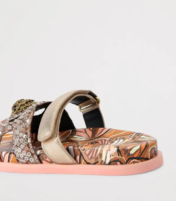 Kurt Geiger Leather Cut-out Eagle Slides - Brown