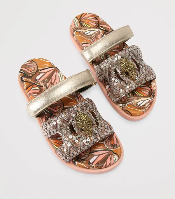 Kurt Geiger Leather Cut-out Eagle Slides - Brown