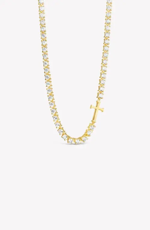 RIZEN JEWELRY Luminous Cross Tennis Necklace - 18k Gold Plated
