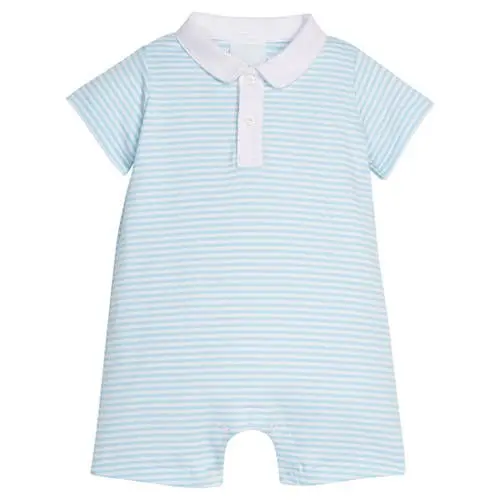 LITTLE ENGLISH Peter Pan Polo Romper - Sky Stripe