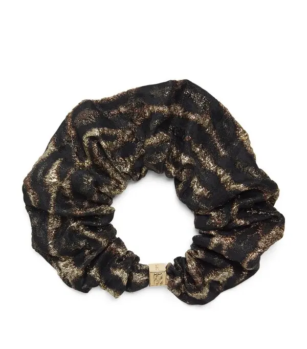 GANNI Metallic Leopard Print Scrunchie - Brown