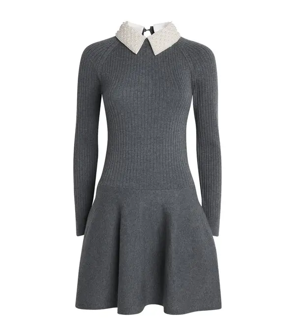 Maje Embellished Collar Knit Mini Dress