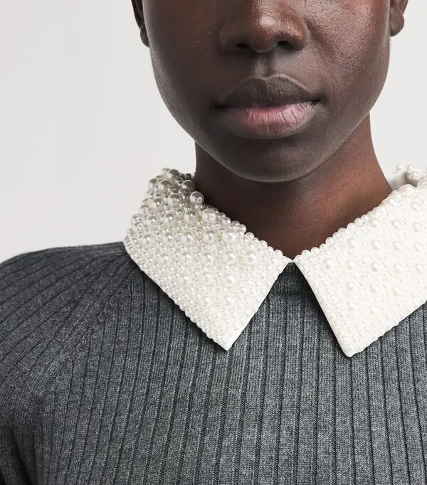 Maje Embellished Collar Knit Mini Dress