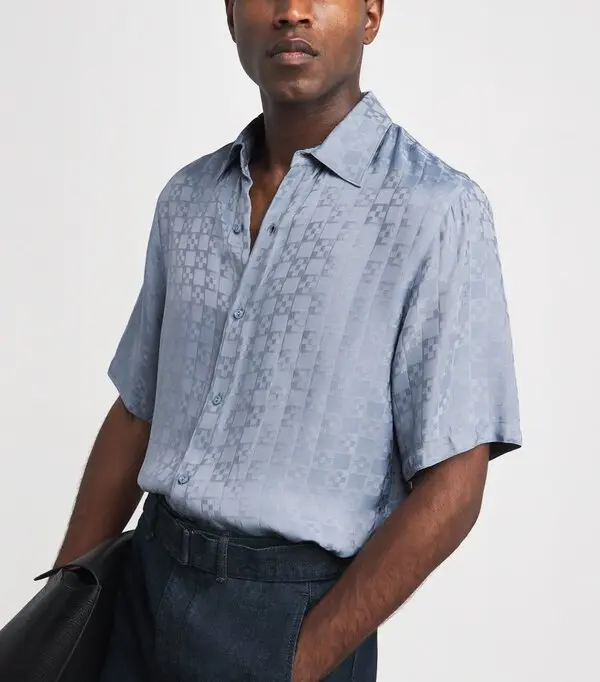 Sandro Jacquard Cross Short-sleeve Shirt - Blue