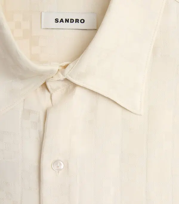 Sandro Jacquard Cross Short-sleeve Shirt - Beige