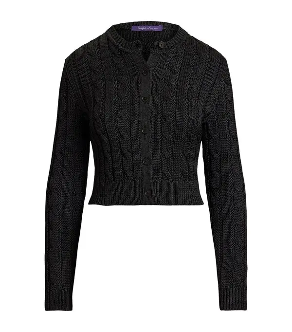 Ralph Lauren Silk Cable-knit Cropped Cardigan - Black