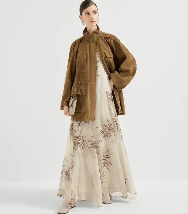 Brunello Cucinelli Silk Halterneck Maxi Dress - Beige