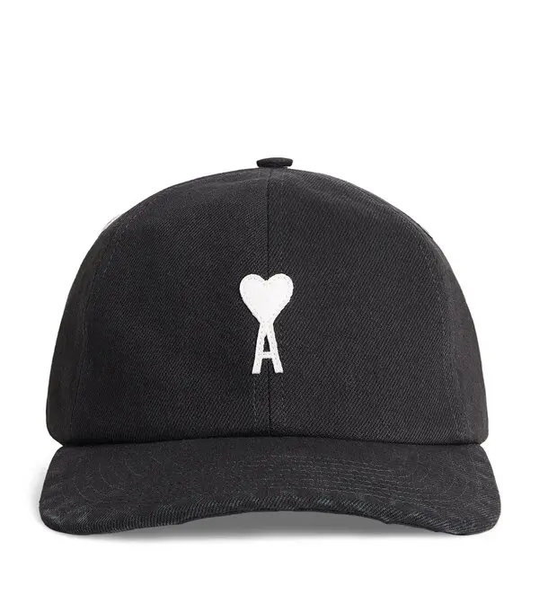 AMI Paris Cotton Cap With Felt Patch - Black