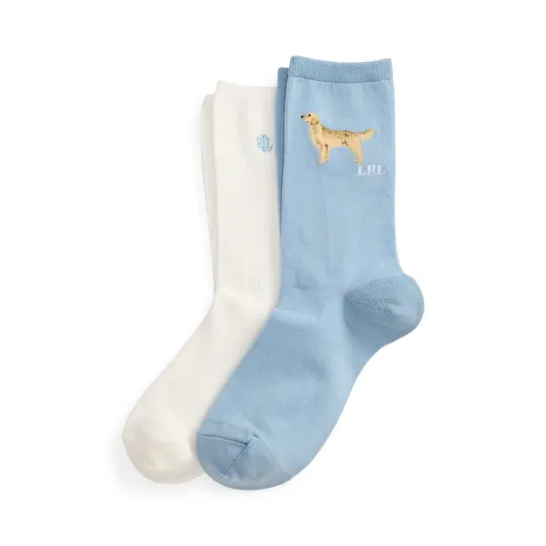 Ralph Lauren Dog And Logo Cotton-blend Sock 2-pack