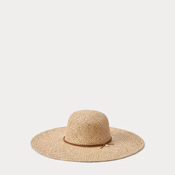 Ralph Lauren Logo Charm Raffia Sun Hat - Natural