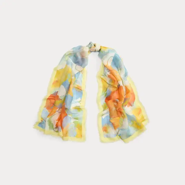 Ralph Lauren Floral Modal-linen Wrap Scarf - Lemon Sorbet
