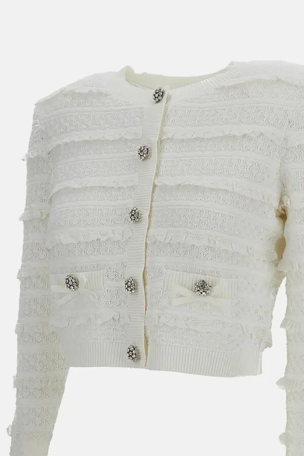 SELF-PORTRAIT Diamond Pointelle Cardigan