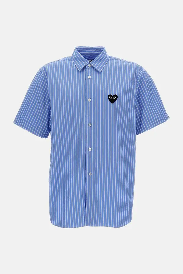 Play Comme Des Garcon Short-sleeve Striped Shirt - Blue