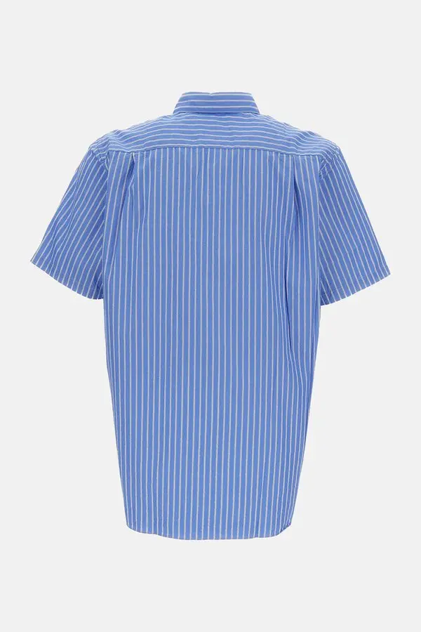 Play Comme Des Garcon Camicia A Righe Maniche Corte - Blue
