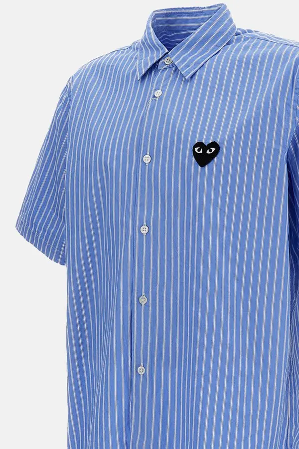 Play Comme Des Garcon Camicia A Righe Maniche Corte - Blue