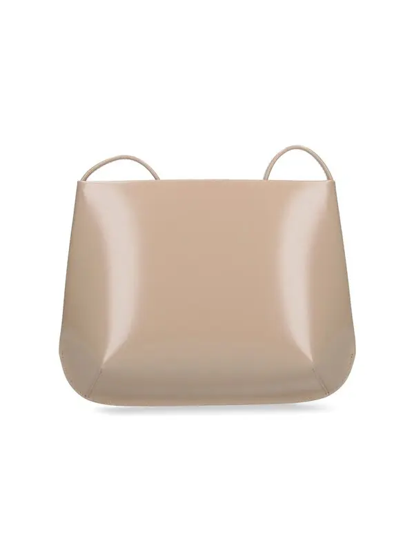FANE Shiny Leather Shoulder Bag - Beige