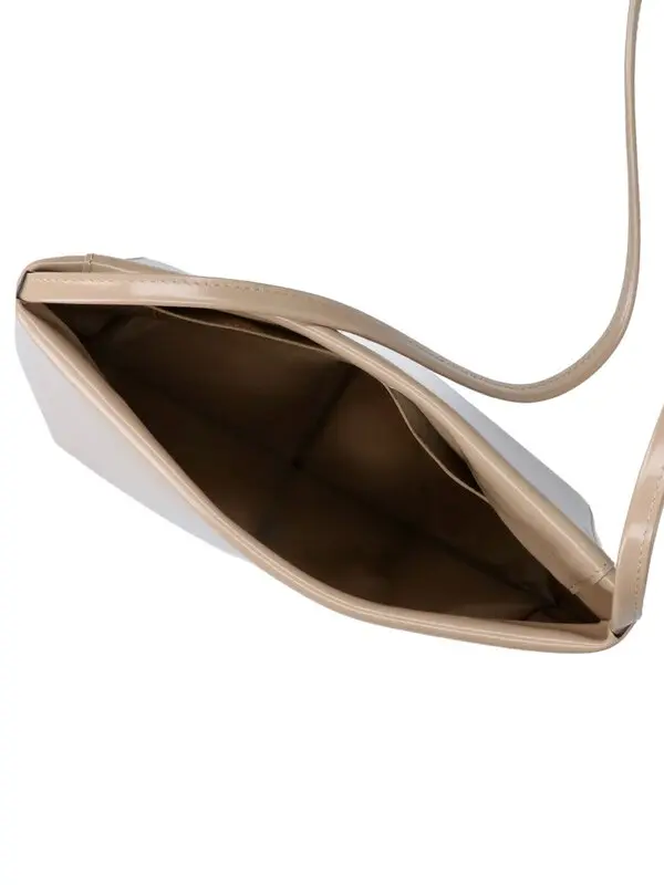 FANE Shiny Leather Shoulder Bag - Beige