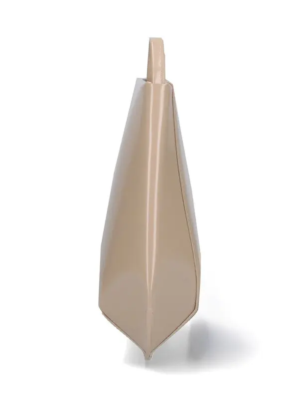 FANE Shiny Leather Shoulder Bag - Beige