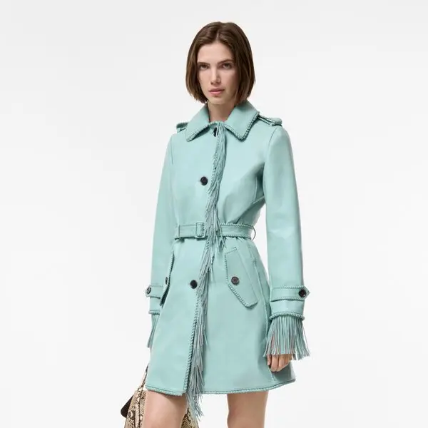 Burberry Leather Fringed Car Coat