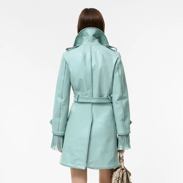 Burberry Leather Fringed Car Coat