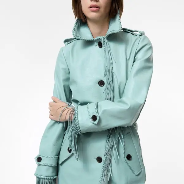Burberry Leather Fringed Car Coat
