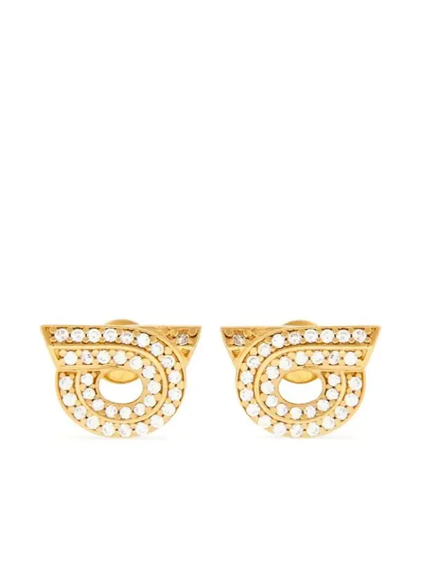 FERRAGAMO Gancini Rhinestone Earrings - Metallic