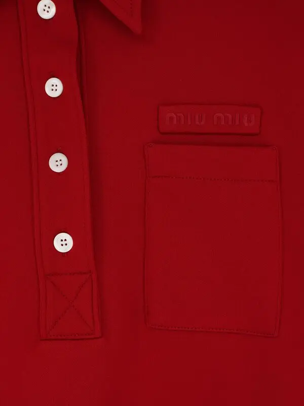 Miu Miu Polo Shirt With Lettering Logo Patch - Red