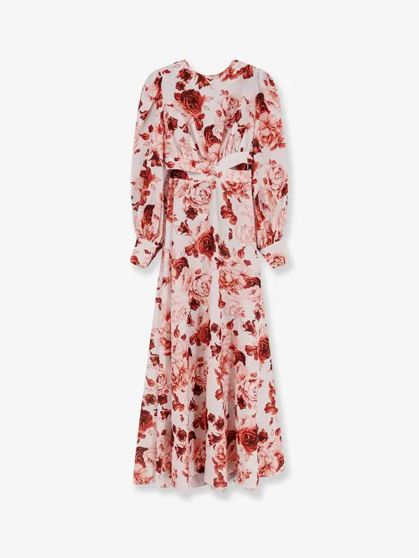 ACTUALEE Linen And Cotton Blend Long Dress - Red