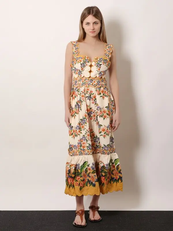 Farm Rio Hilo Linen And Viscose Dress