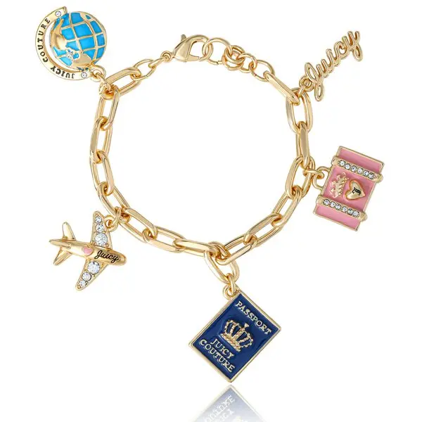 Juicy Couture Travel Icons Charm Bracelet - Goldtone
