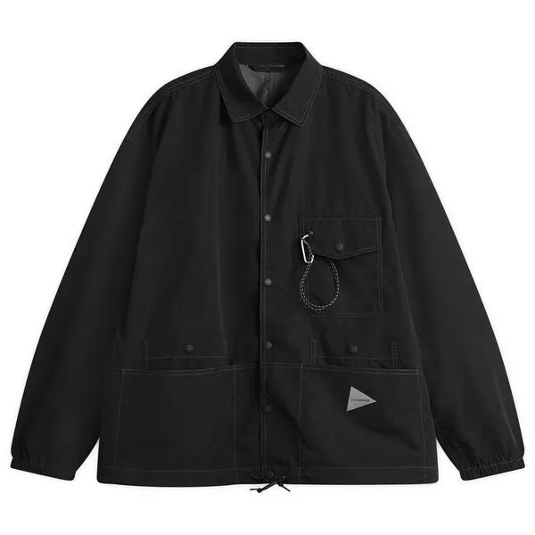 AND WANDER Crinkled Nylon Shirt Jacket - Black