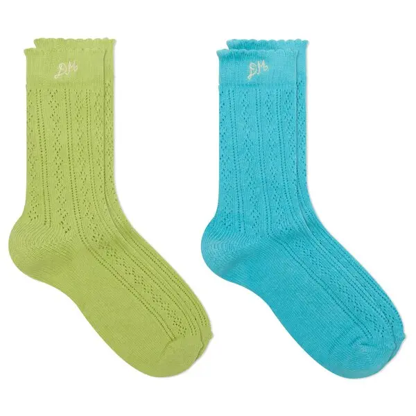 DAMSON MADDER Calf Length Pointelle Socks 2 Pack - Multi