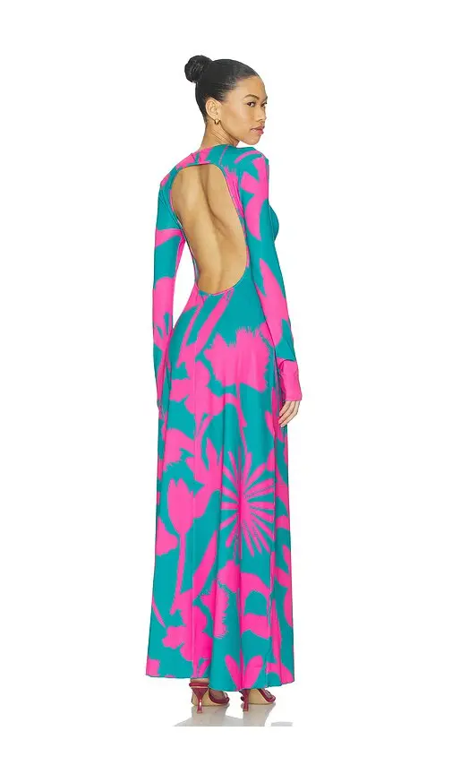 Eywasouls Malibu Sammy Midi Dress - Fuchsia,teal