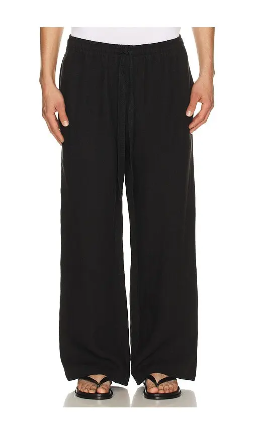 Commas Wide Leg Linen Trousers - Black