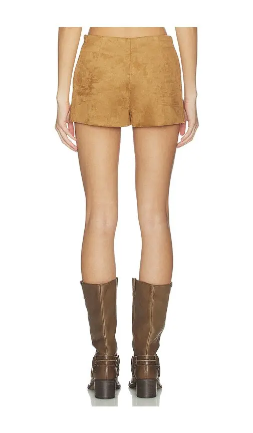 MORE TO COME Meliya Faux Suede Skort - Tan