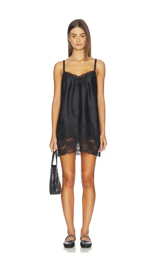 Frankies Bikinis First Crush Satin Mini Dress - Black