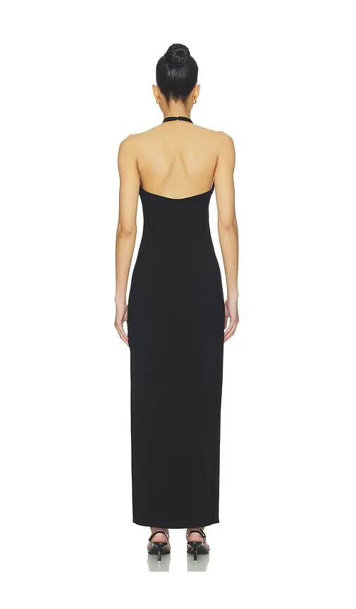 Norma Kamali Halter Long Dress With Side Slit - Black