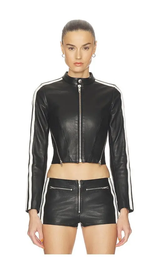 HAELO Moto-inspired Leather Zip Up Jacket
