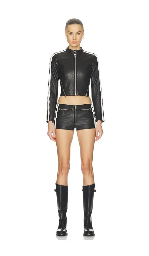 HAELO Moto-inspired Leather Zip Up Jacket