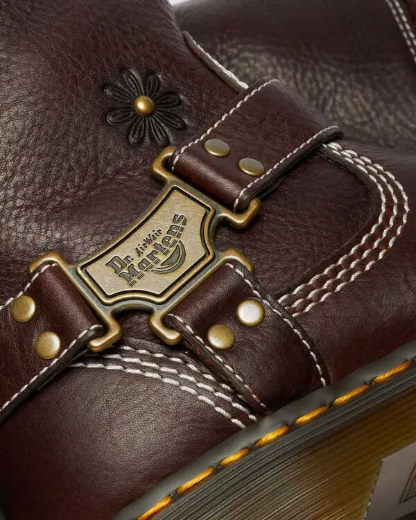 Dr. Martens Anistone Hi Flower Leather Biker Boots - Brown