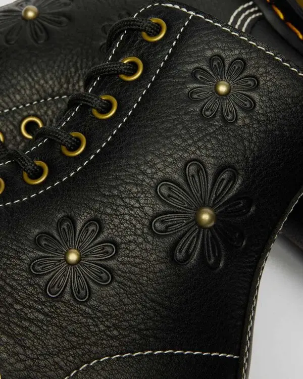 Dr. Martens 1460 Pascal Flower Leather Boots - Black