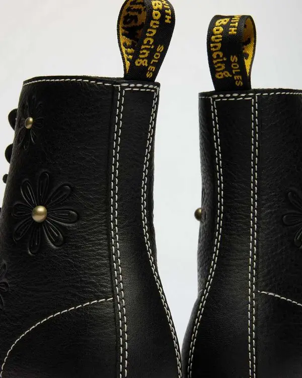 Dr. Martens 1460 Pascal Flower Leather Boots - Black