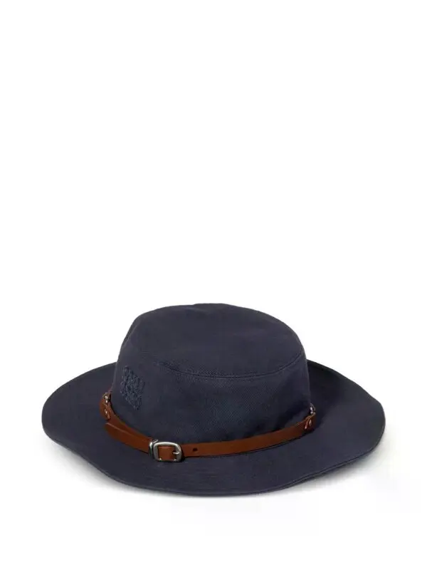 Miu Miu Drill Bucket Hat With Leather Strap - Grey