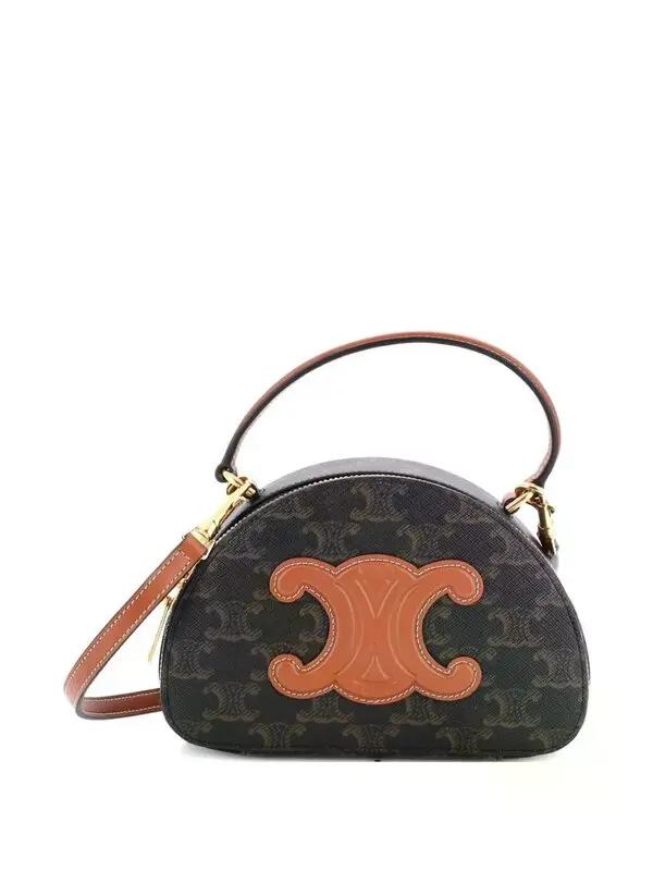 Celine Half Moon Case Triomphe Coated Canvas Pouch - Brown