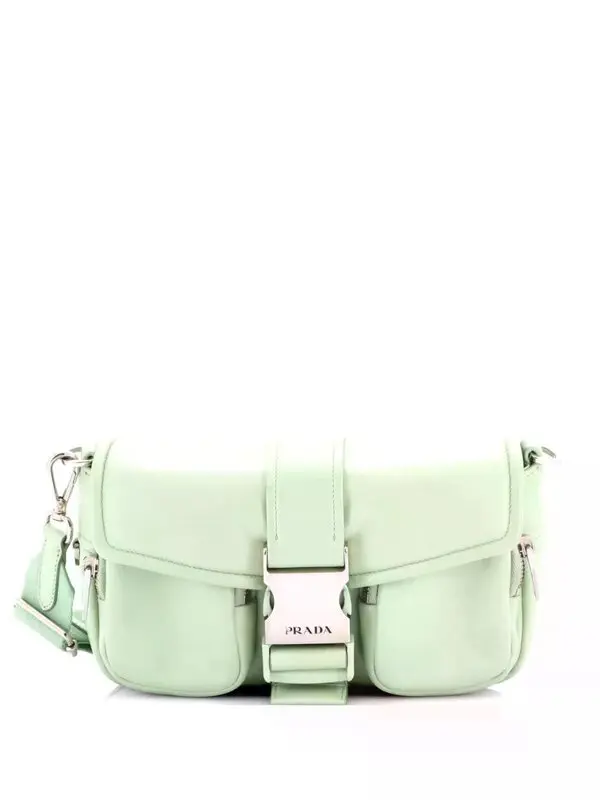 Prada Padded Buckle Nappa Leather Small Crossbody Bag - Green